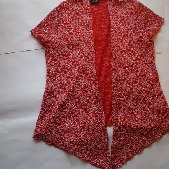 Shannnon Ford | Tops | Red Sequion Jacket Blouse | Poshmark